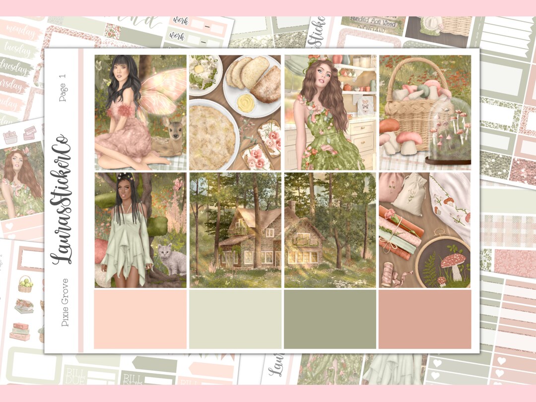 Pixie Grove || Weekly Sticker Kit for Vertical Planners || EC Sticker Kit, Functional, Summer ...