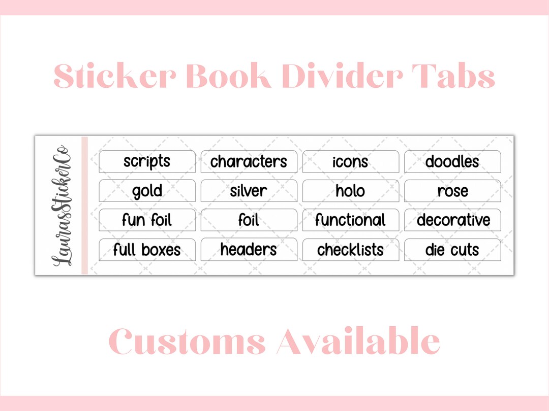 Sticker Book Labels // Divider Labels // Custom Scripts, Reusable ...