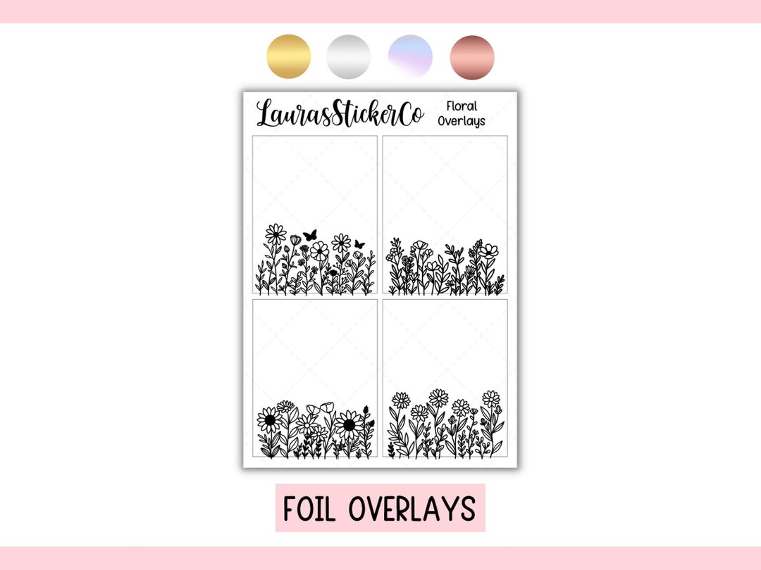 Floral Foil Overlays Stickers for Planners Such as EC | Flower Overlay ...