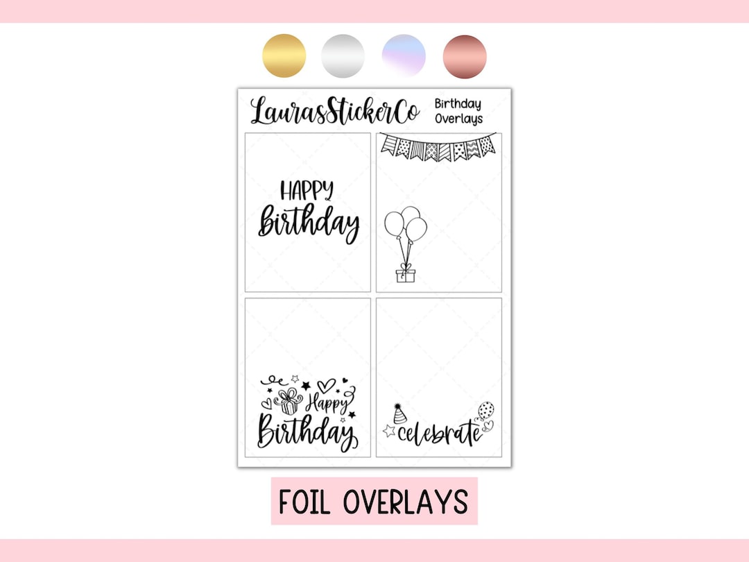 Birthday Foil Overlays Stickers for Planners Such as EC | Birthday ...