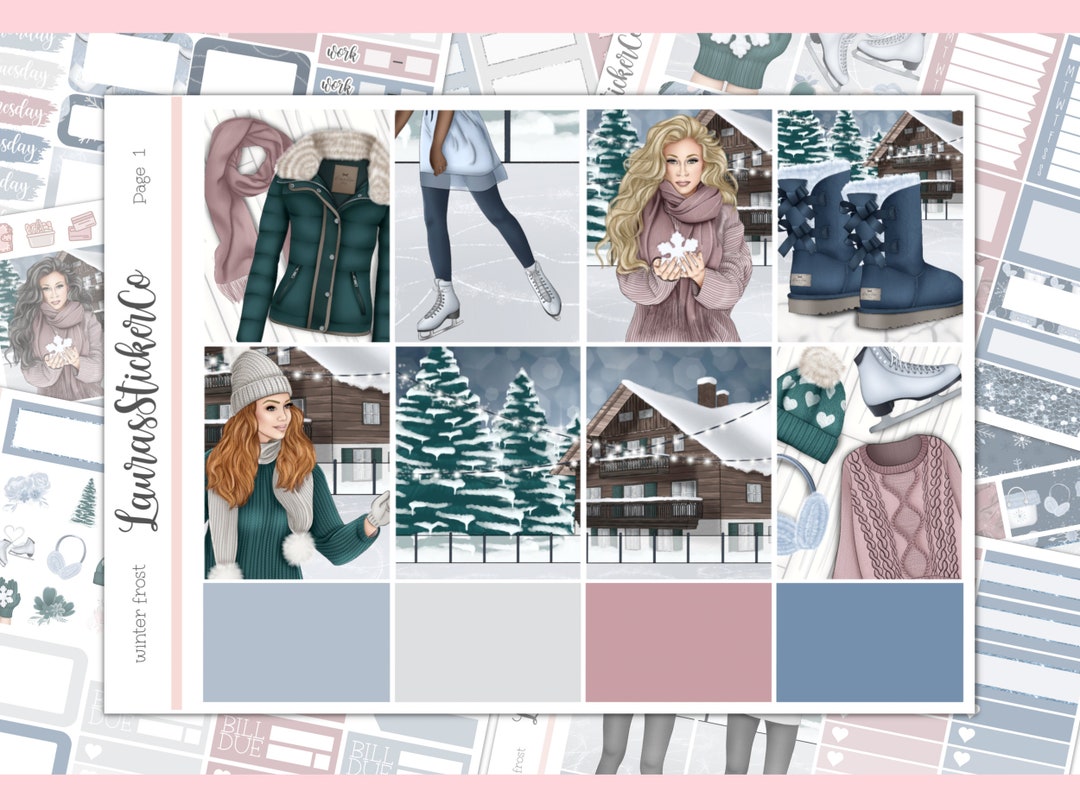 Winter Frost Weekly Sticker Kit for Vertical Planners EC Sticker Kit ...