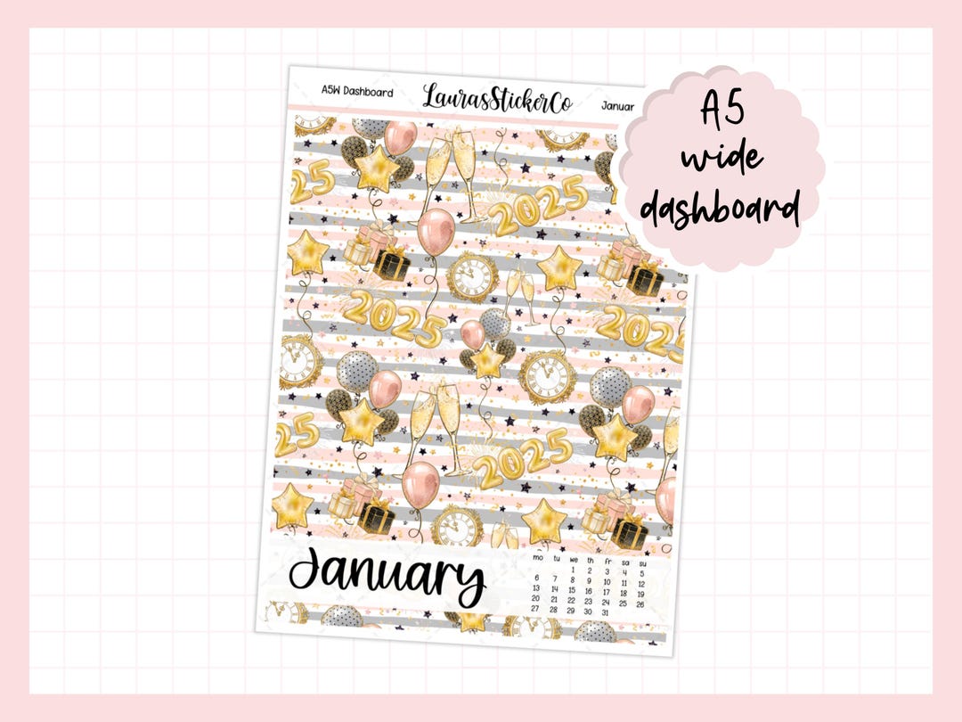 January Dashboard | 2025 Cover Sticker Page for A5 Wide, Aura Estelle ...