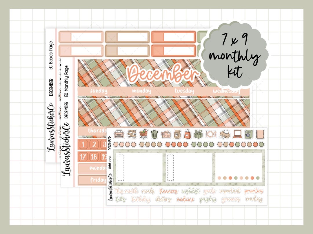 December Monthly Sticker Kit | Erin Condren | 7 X 9 Monthly Planner ...