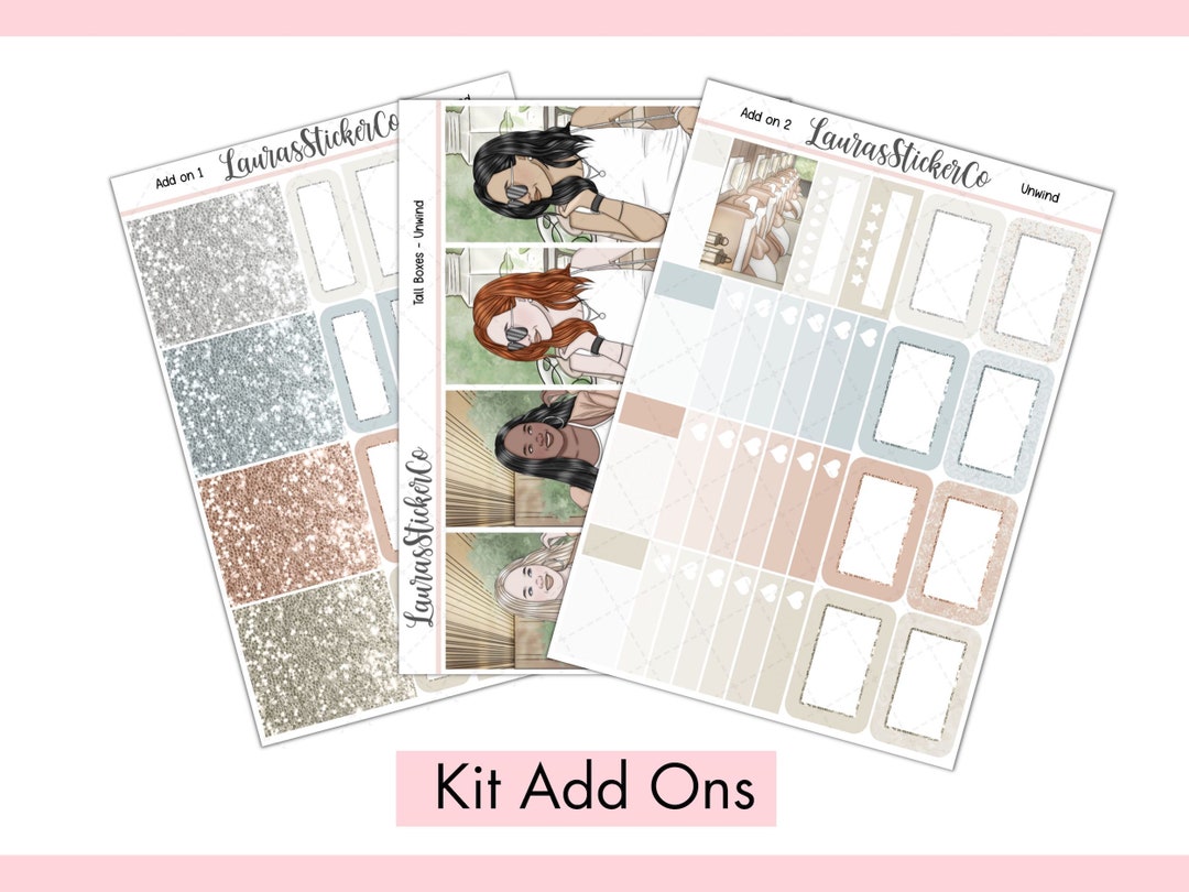 Sticker Kit Add Ons - Unwind - Glitter Headers, Tall Boxes, Functional ...