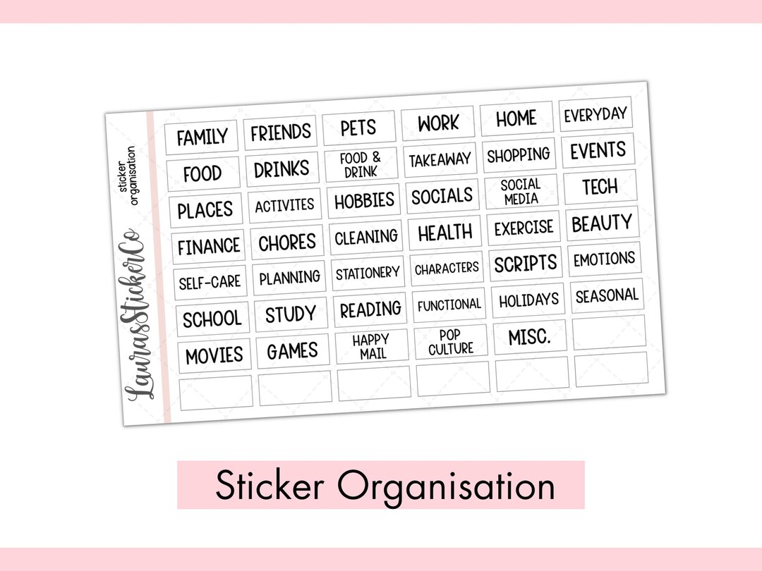 Sticker Organisation Labels Character, Doodle and Script Sticker ...