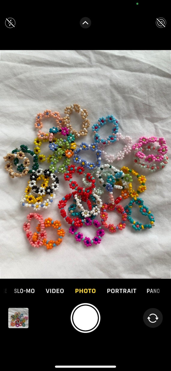 Flower Beaded Rings - Etsy