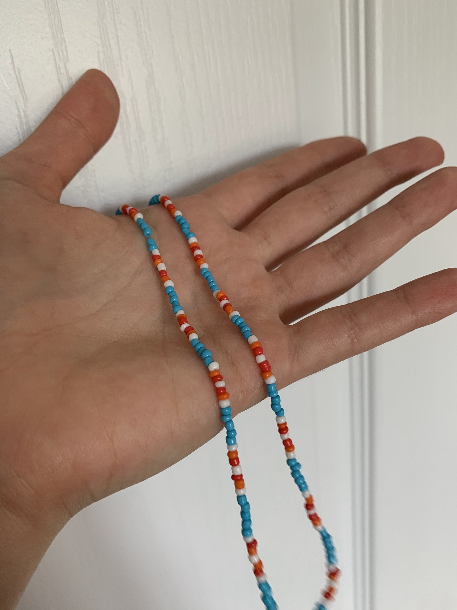 Beaded Necklace / Choker OBX VSCO Surfing blue Orange | Etsy
