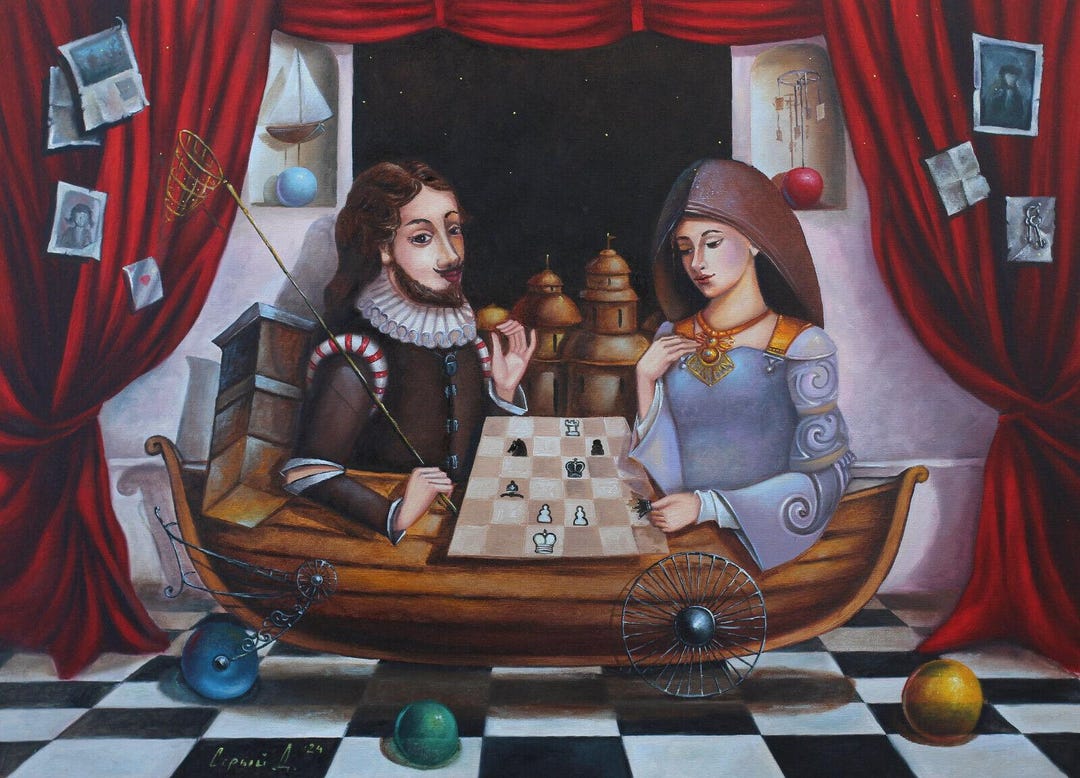 Surrealist Art Games Chess Painting Oil Painting on Canvas / Surrealist ...