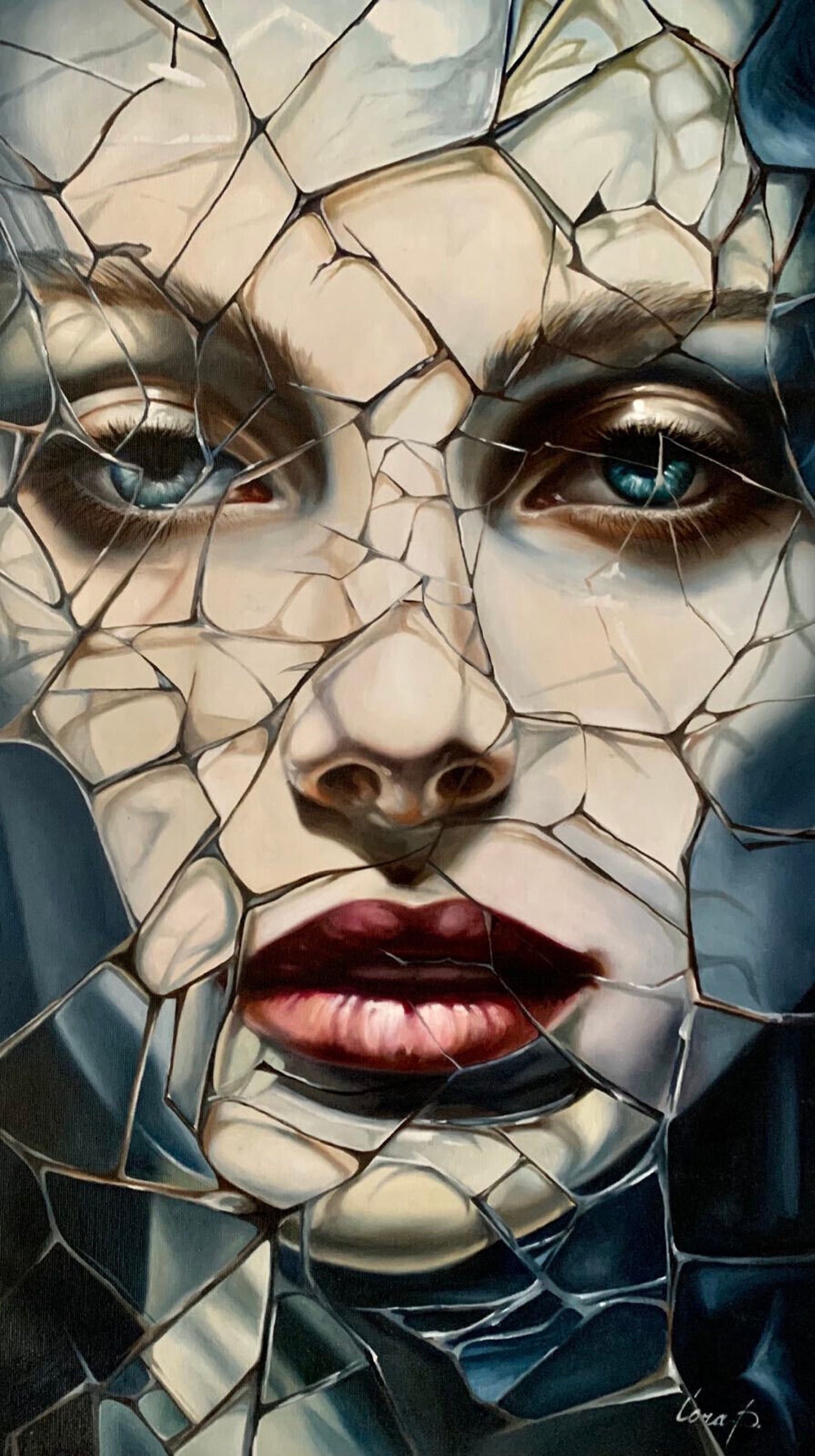 Surrealist Art Portrait Woman Painting Oil Painting on Canvas Signed ...