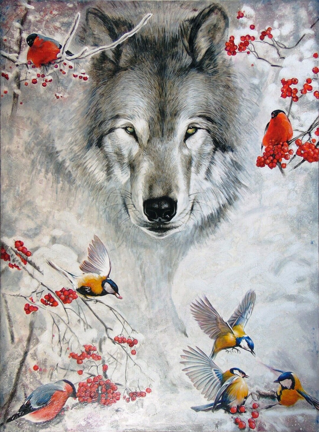 Surrealist Art Wolf Painting Oil Painting on Canvas Signed / Wolf ...