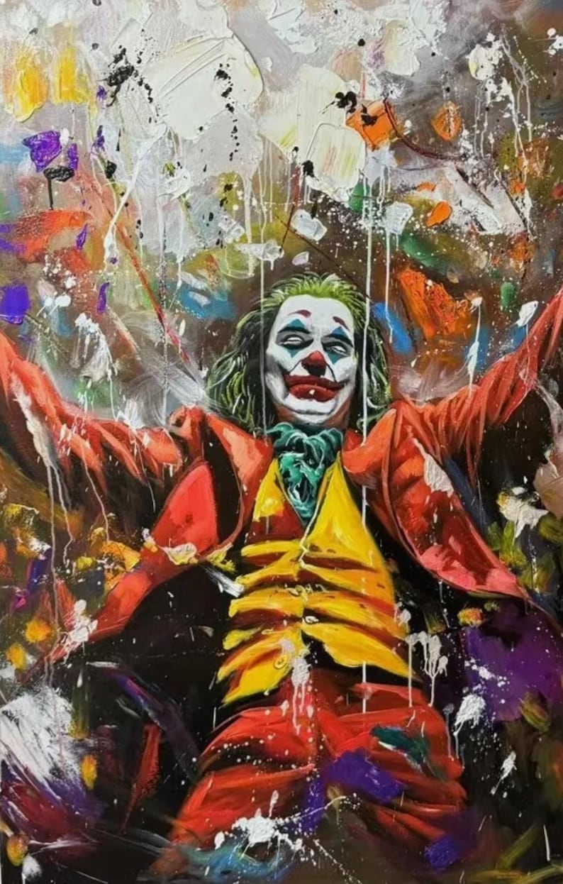 Surrealist Art Joker Painting Oil on Canvas Signed / Surrealist ...