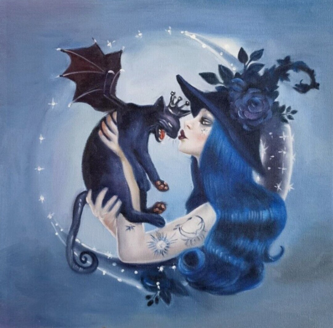 Surrealist Witch Original Oil Painting on Canvas, - Etsy