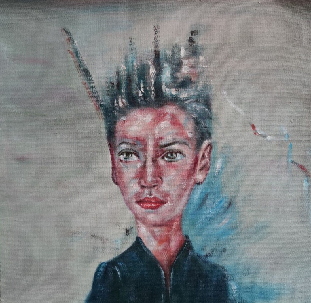 Surrealist Art Portrait Painting Oil on Canvas Signed / Surrealist ...