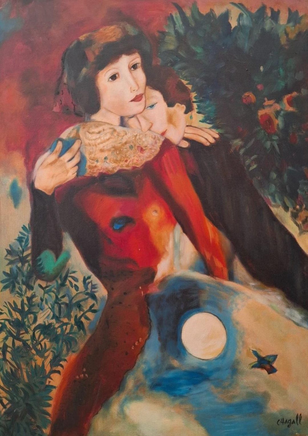 Reproduction Inspired by Chagall, Oil on Canvas - Love / Surrealist ...