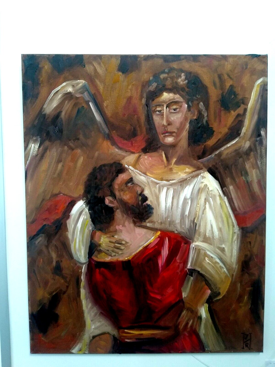 Surrealist Art Religion Angel Painting Oil Painting on Canvas Signed ...