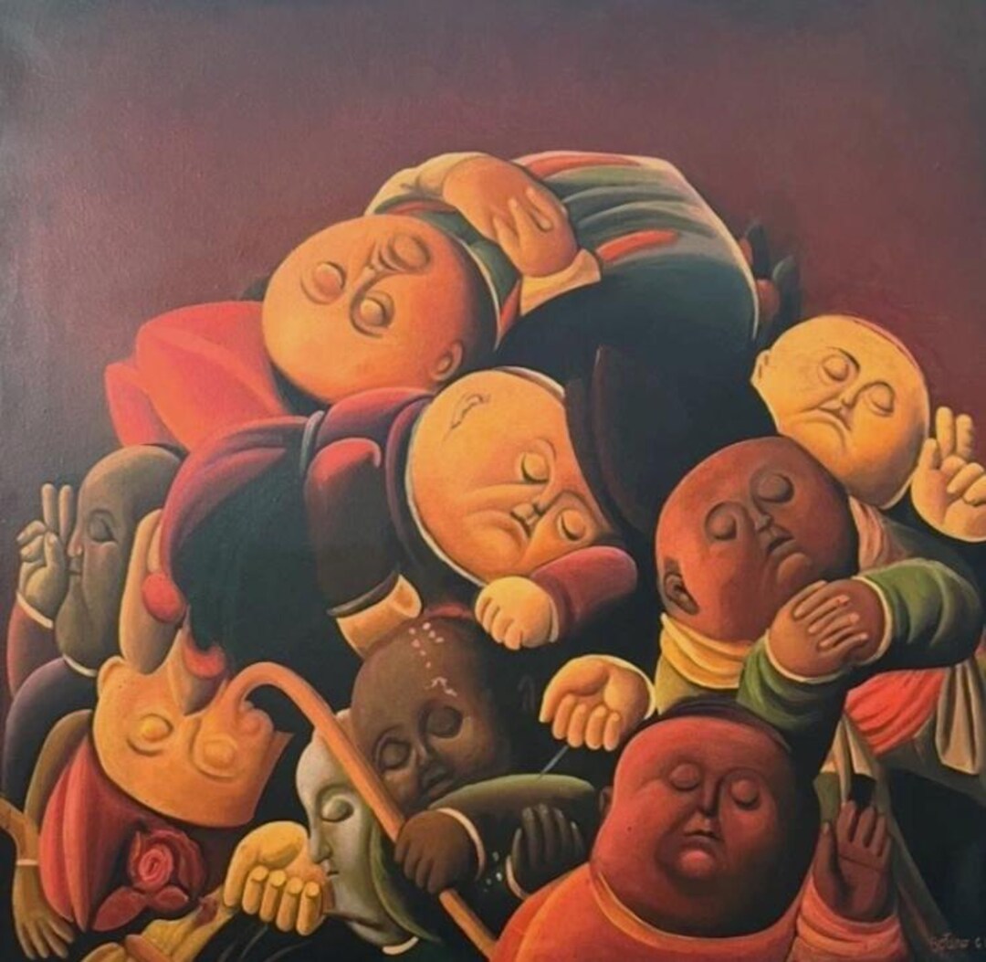 Reproduction Inspired by Botero, Oil on Canvas / Surrealist Art, Oil ...