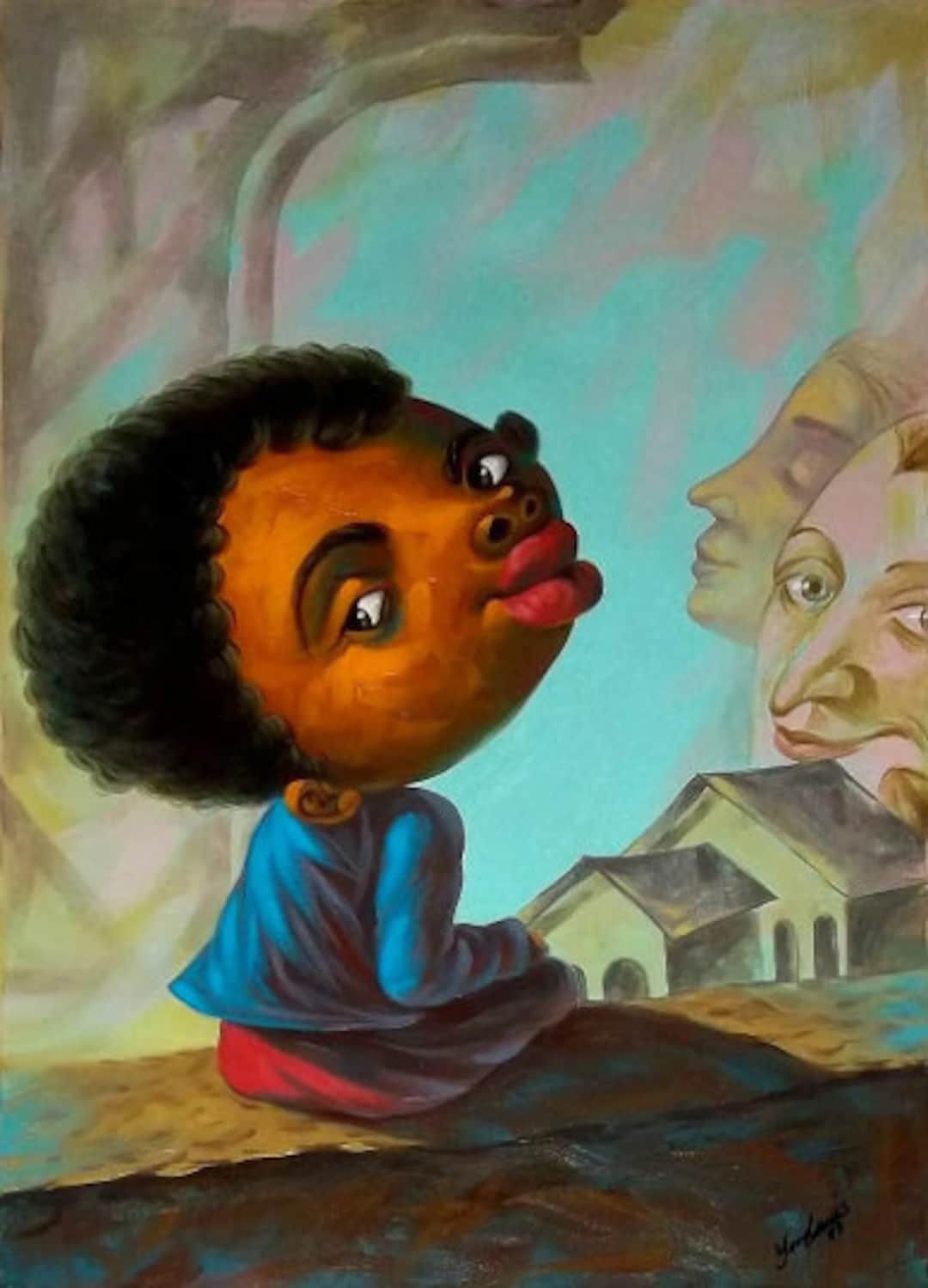 Surrealism Art Original Portrait Oil Painting on Canvas Signed ...