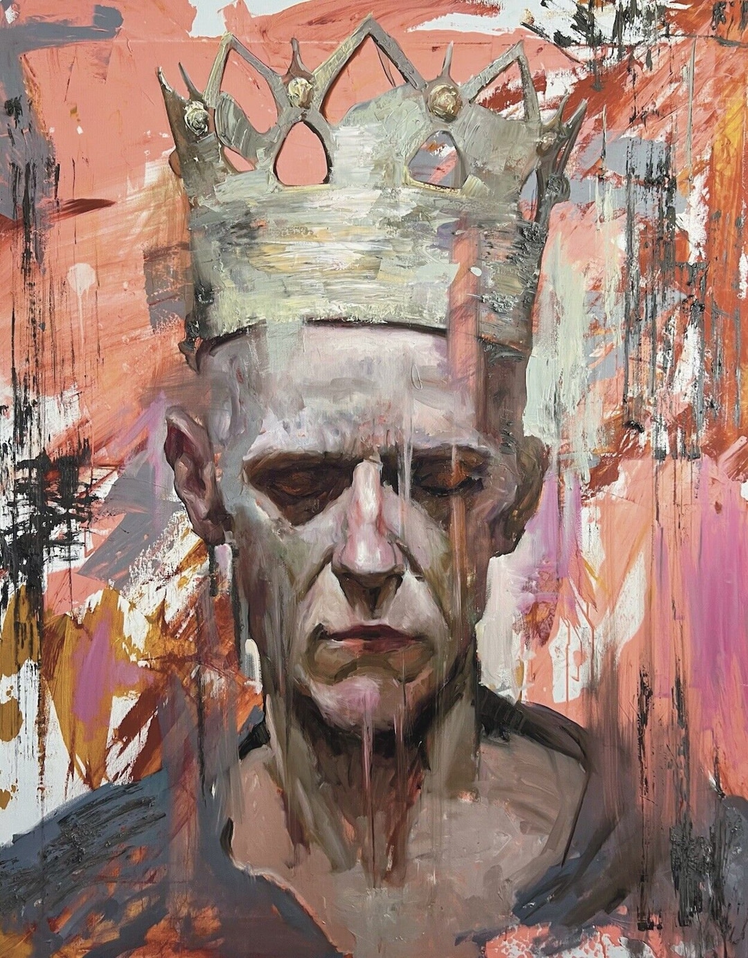 Original Surrealist Character Oil on Canvas Signed / Surrealist People ...