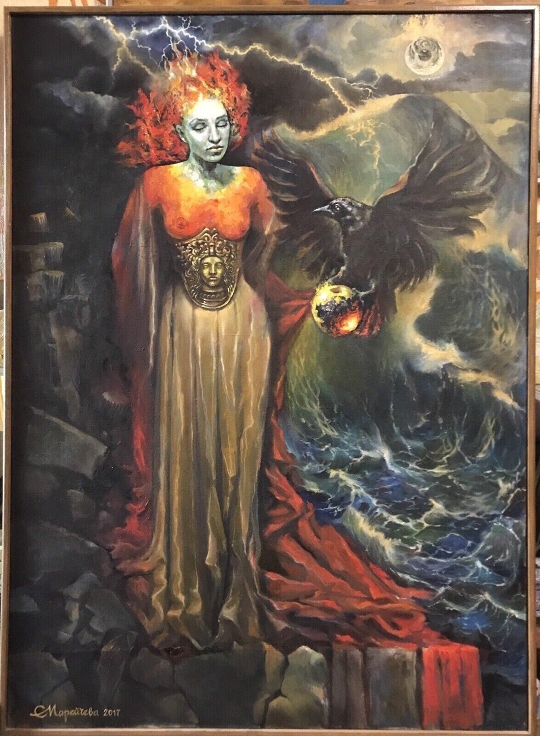 Redhead Queen Surrealist Art Painting Oil on Canvas Signed / Surrealist ...