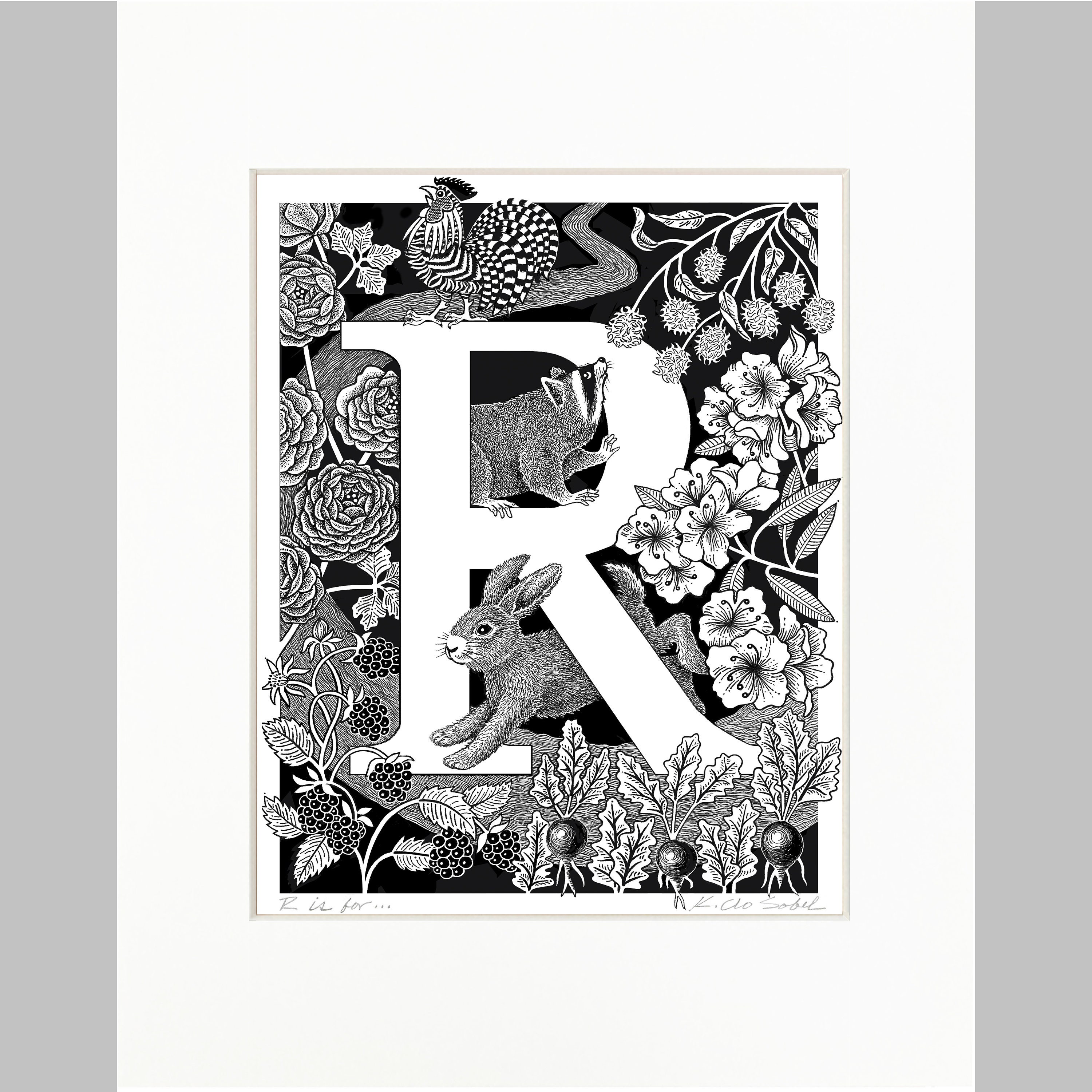 Letter R Art initial Monogram is For...rooster - Etsy