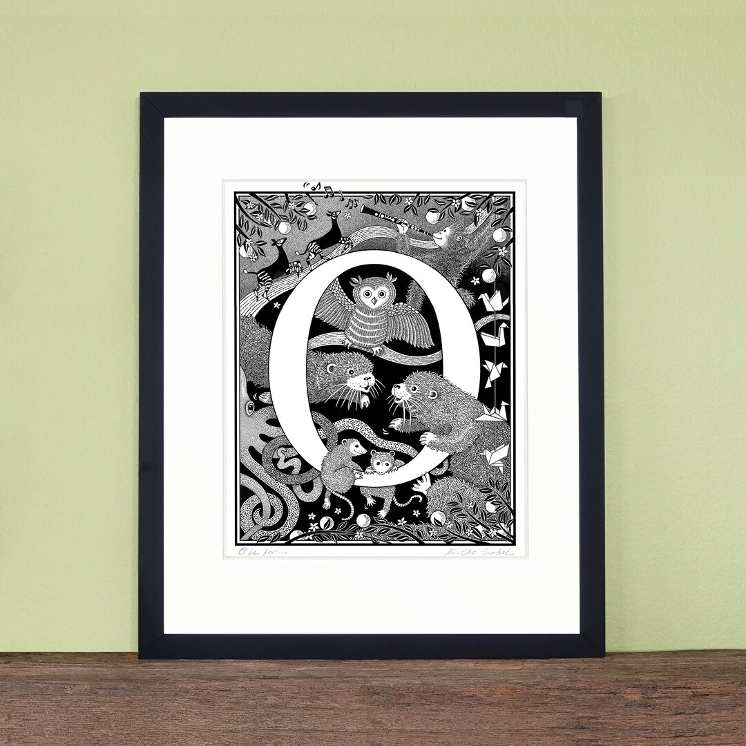 Letter O Art (initial, Monogram) is For...otters, Oranges, Owl, Origami ...