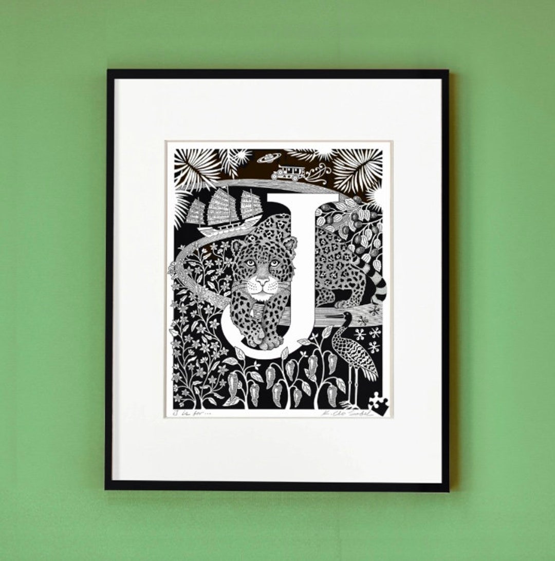 Letter J Art (initial, Monogram) is For...jaguar, Jasmine, Jungle ...