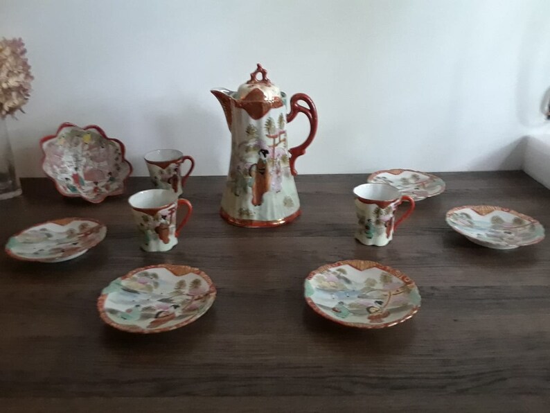 Vintage 1930's Hand Painted Kutani Geisha Tea Set Japan - Etsy