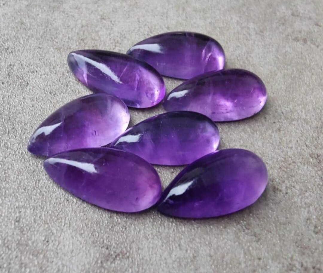 5 Pieces of Natural Amethyst Smooth Pear Shape Gemstones Calibrated ...