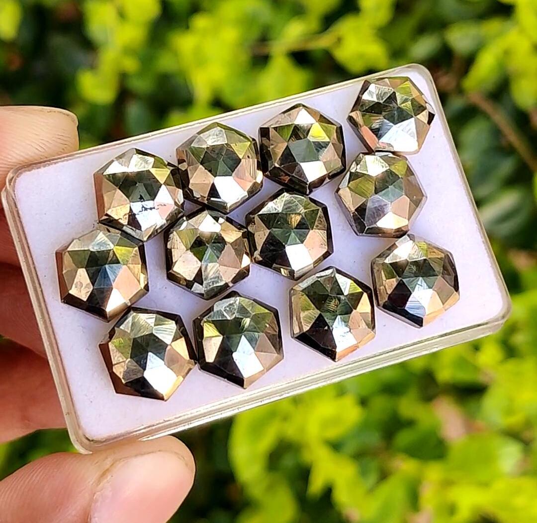 100% Natural Pyrite Rose Cut Fancy Shape Cabochons Size 10 MM Loose ...