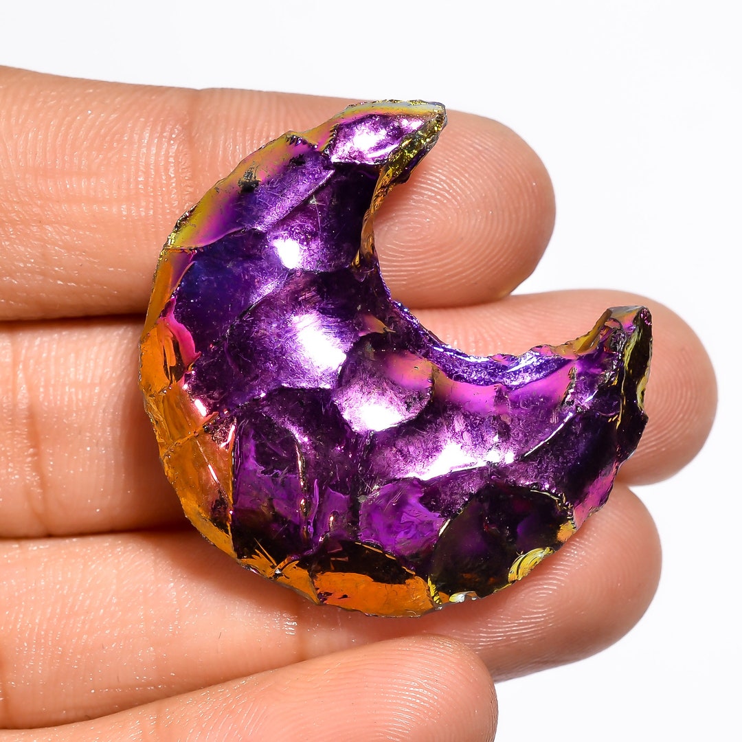 Classic AAA Quality Natural Titanium Coated Opalite Crescent Moon ...