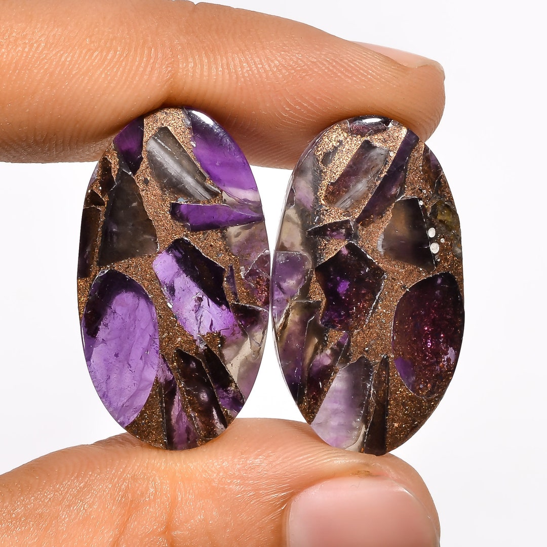 Amazing A One 100% Natural Spiny Copper Amethyst Oval Shape Cabochon ...