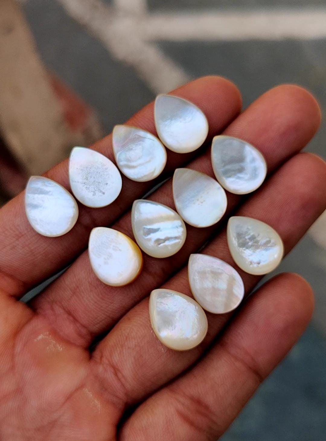 100% Natural Mother of Pearl Pear Shape Cabochons Size 16X12 MM Loose ...