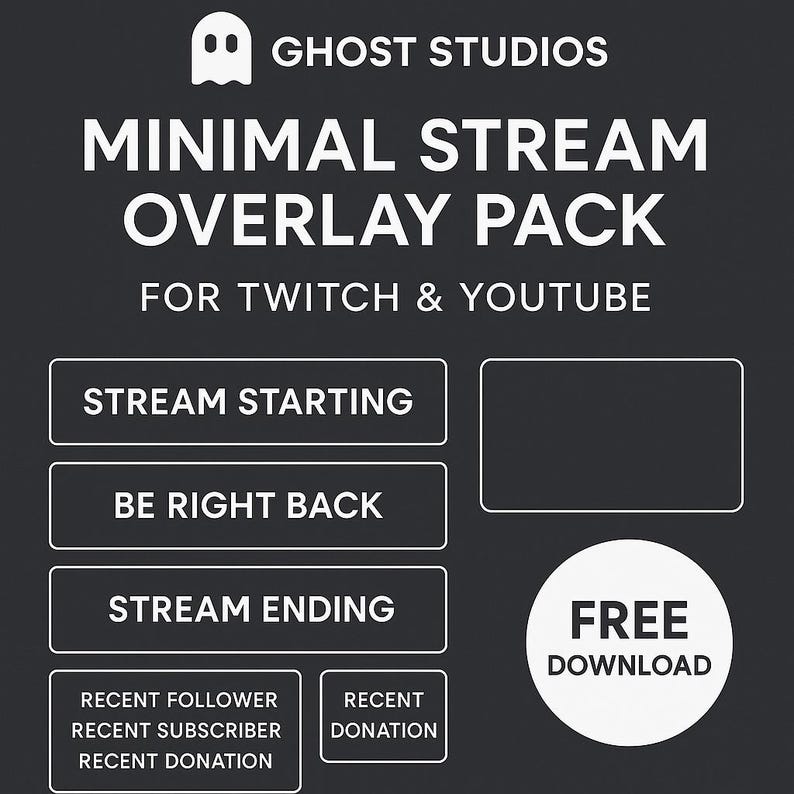 Ghost Studios Minimal Stream Overlay Pack for Twitch and Youtube - Free ...
