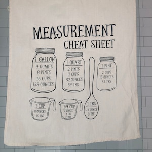 Kitchen Measurement Conversion Tea Towel With Loop - Etsy