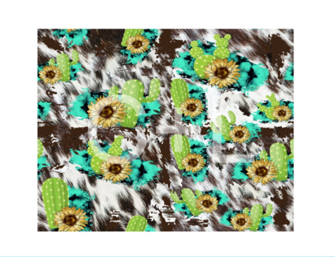 Western Cactus and Cow Print Sublimation Tumbler Transfer for - Etsy