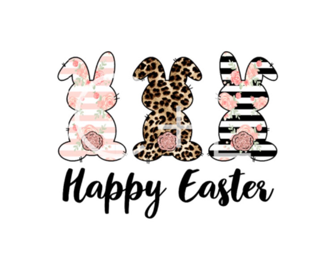 Sublimation Transfer Floral and Leopard Easter Bunny Trio - Etsy