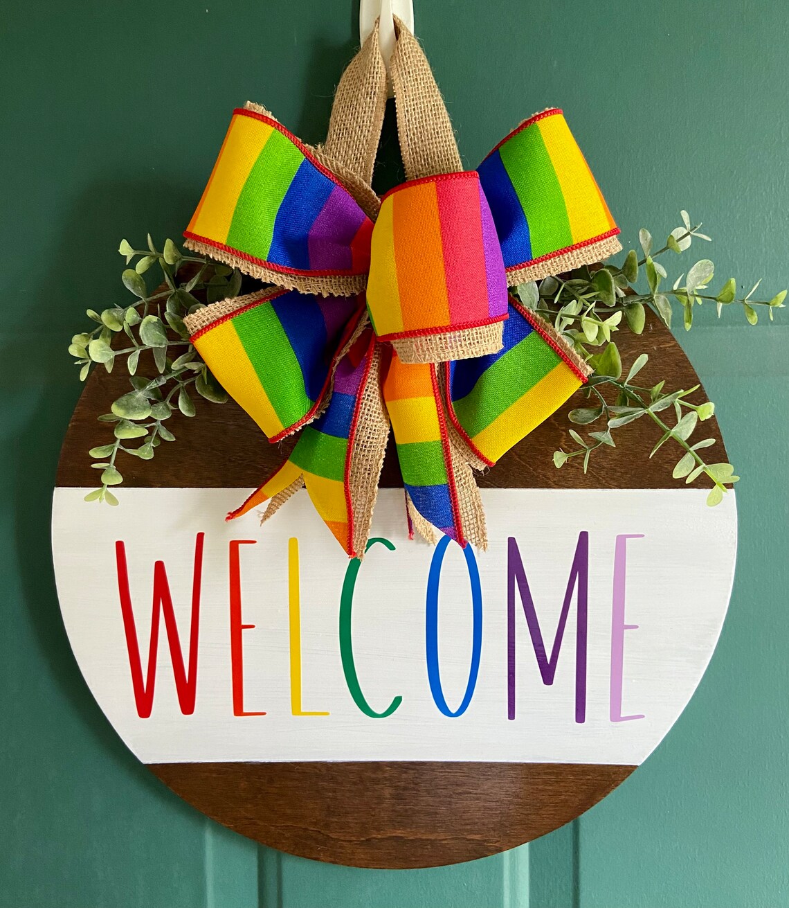 Rainbow Welcome Door Hanger 14 Sign for Front Door Pride - Etsy