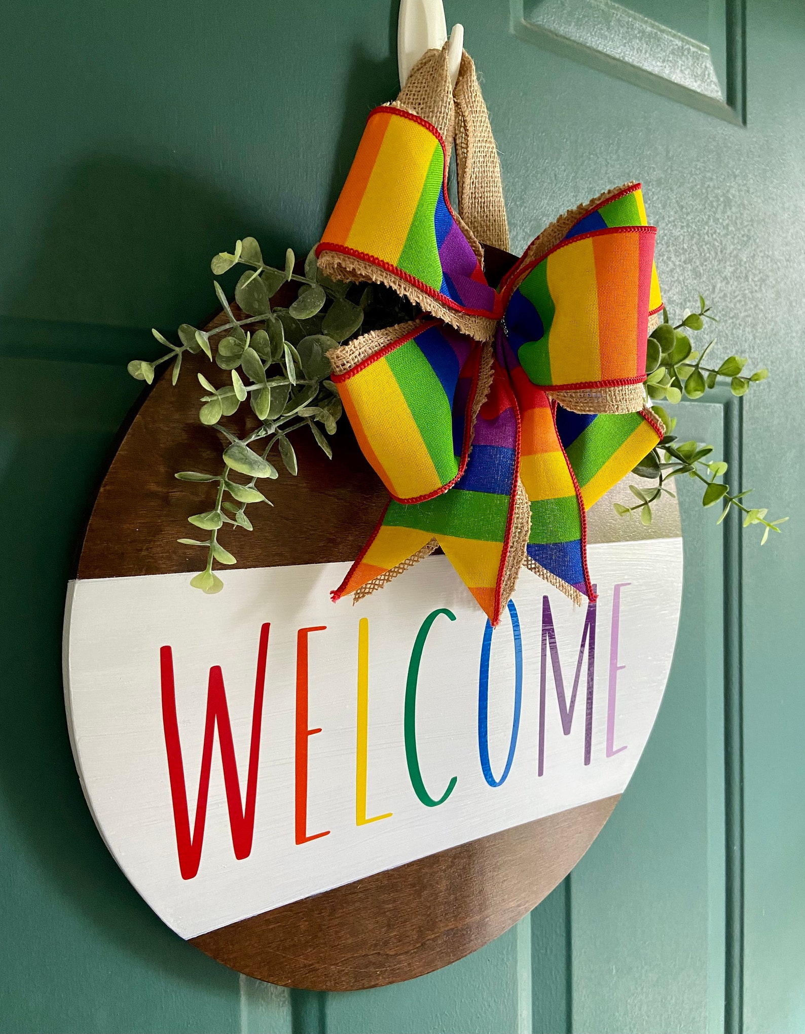Rainbow Welcome Door Hanger 14 Sign for Front Door Pride - Etsy