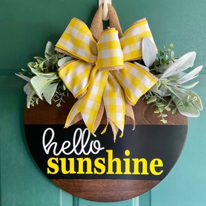Hello Sunshine Door Hanger | 14” Door Wreath | Summer Decor | Welcome ...