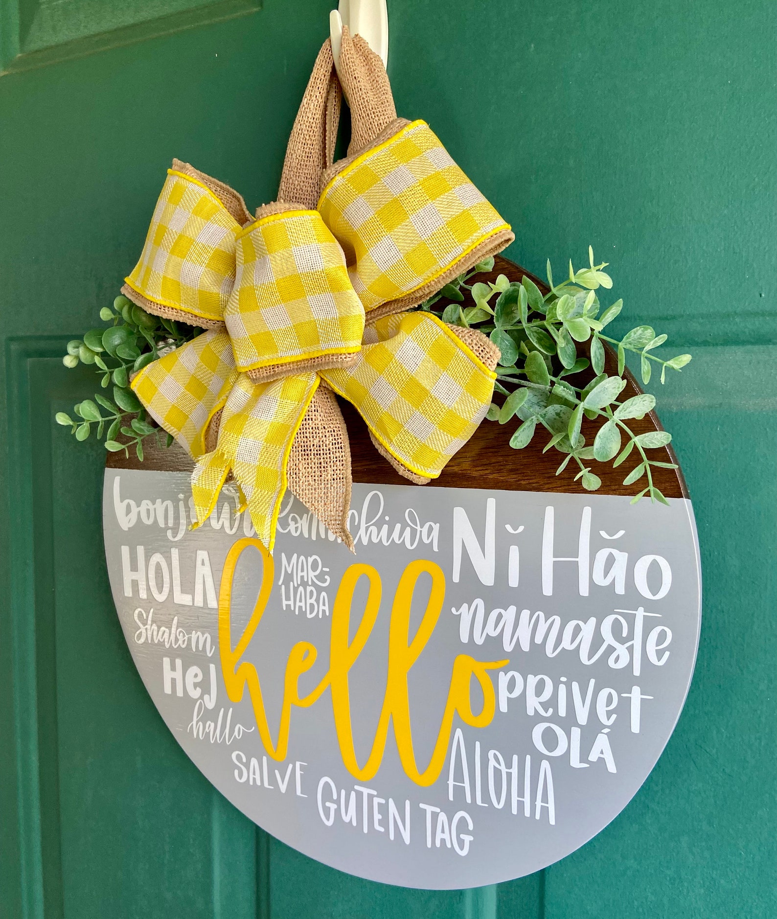 Hello in Different Languages Door Hanger | 14” Sign for Front Door ...
