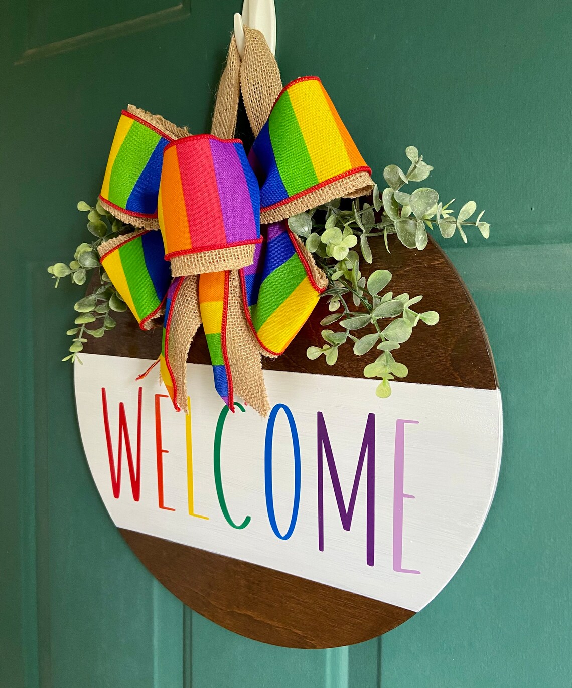 Rainbow Welcome Door Hanger 14 Sign for Front Door Pride - Etsy