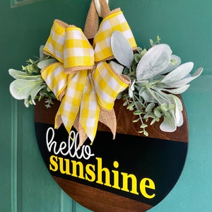 Hello Sunshine Door Hanger | 14” Door Wreath | Summer Decor | Welcome ...