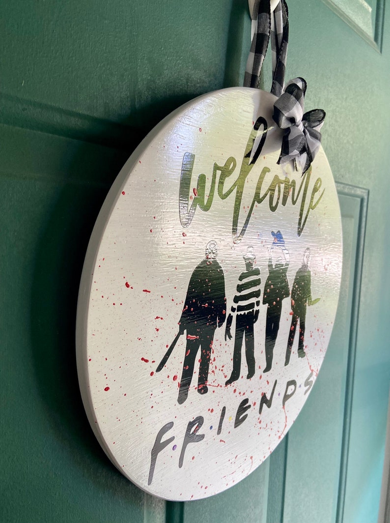 Halloween Friends Door Hanger | 14” Sign for Front Door | Welcome Sign ...