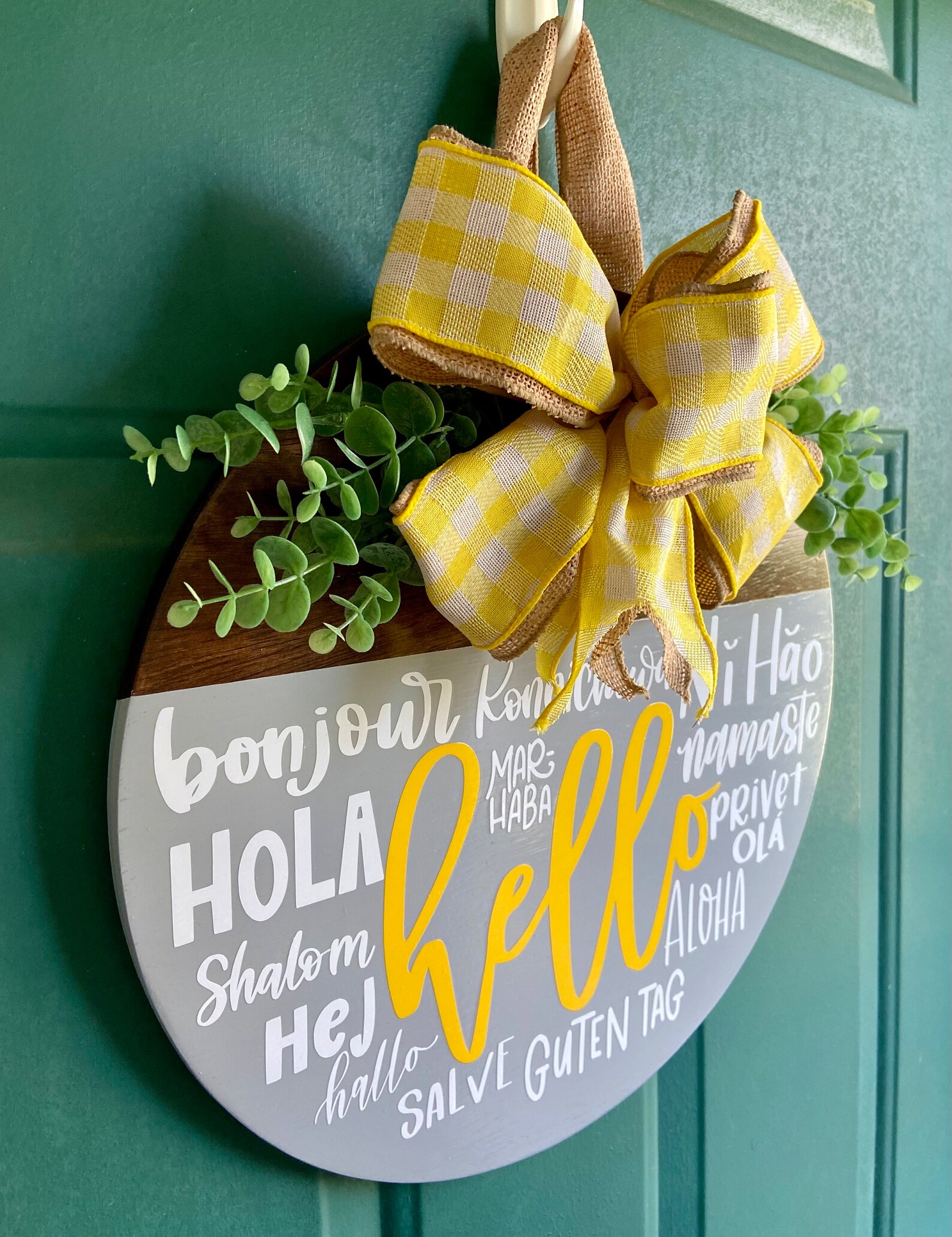 Hello in Different Languages Door Hanger | 14” Sign for Front Door ...