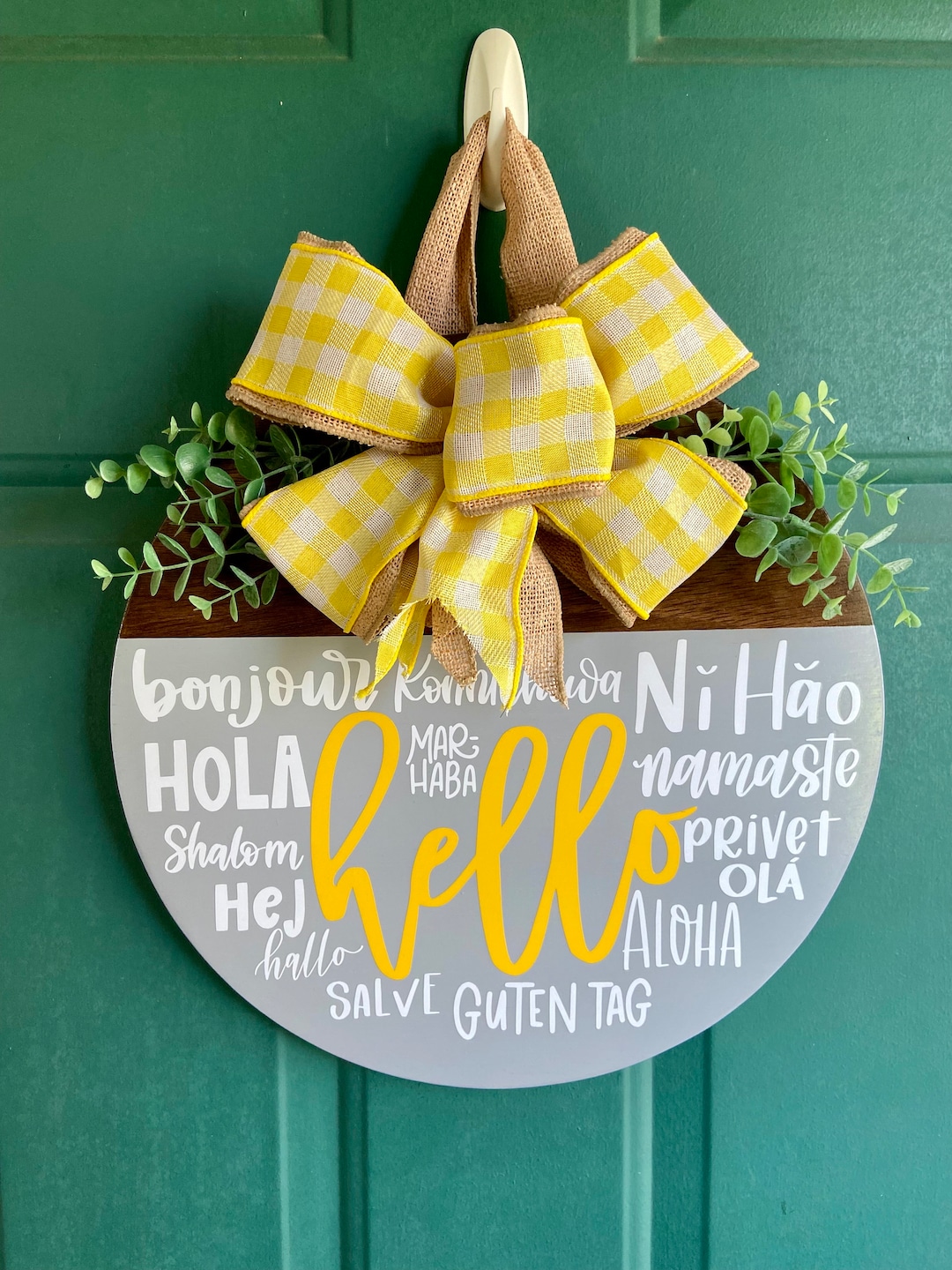 Hello in Different Languages Door Hanger | 14” Sign for Front Door ...