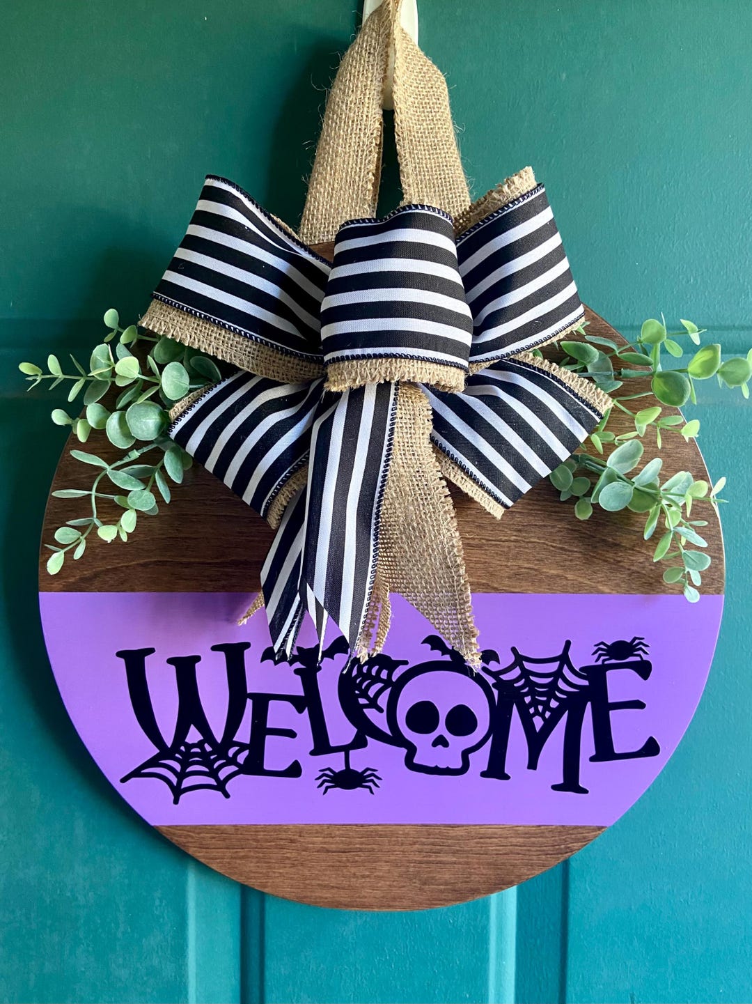 Halloween Welcome Door Hanger | 14” Sign for Front Door| Halloween ...
