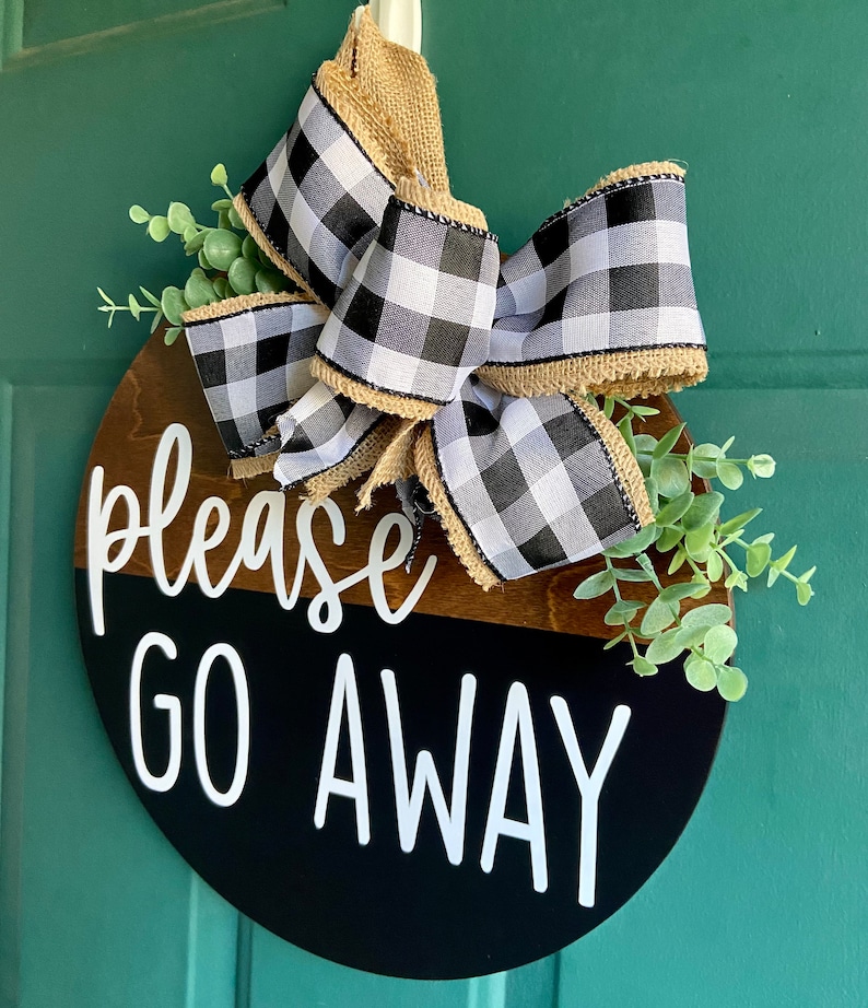 Please Go Away Door Hanger | 14” Sign for Front Door | Funny Door ...