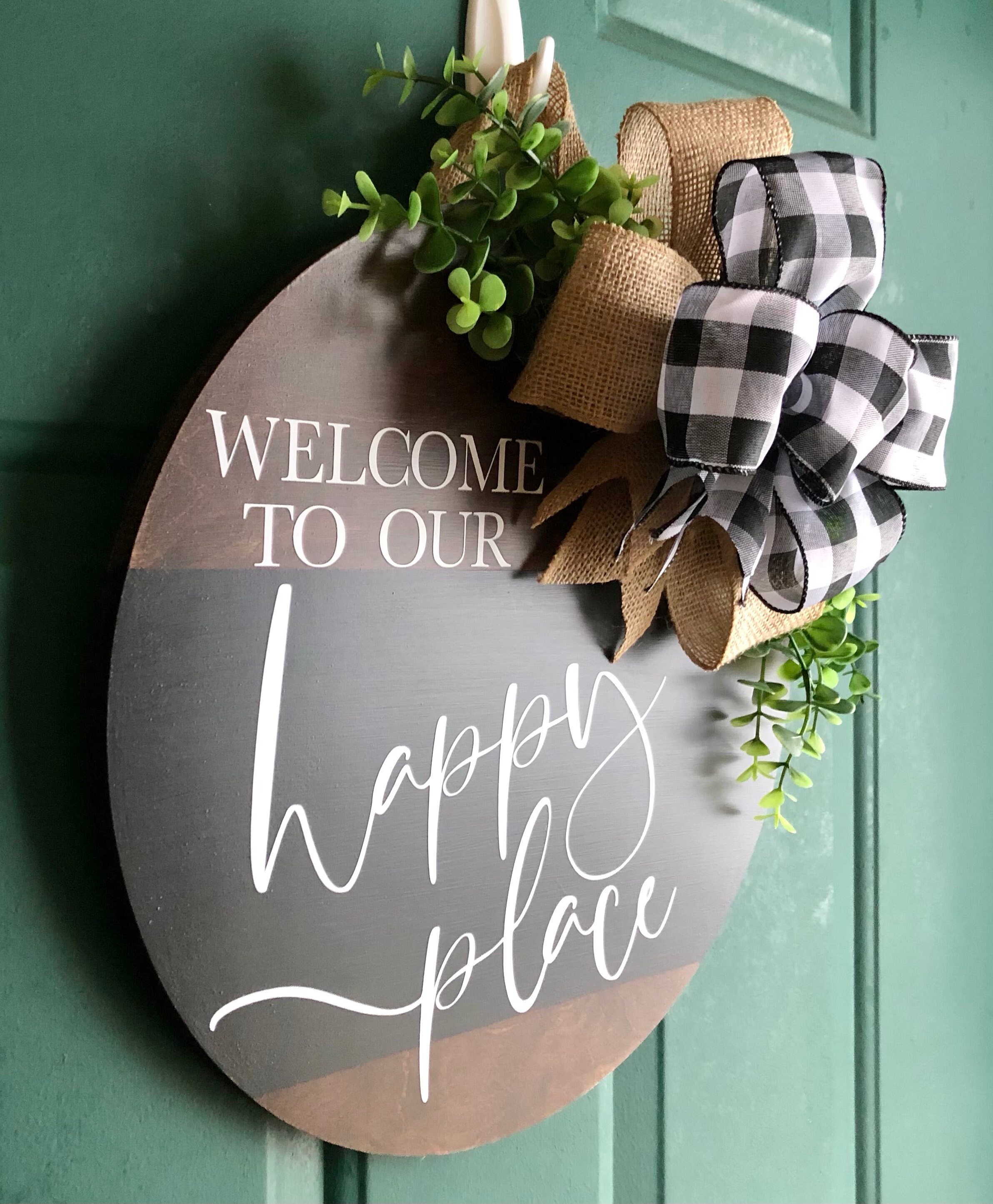Welcome to Our Happy Place Door Hanger Welcome Sign 14 - Etsy