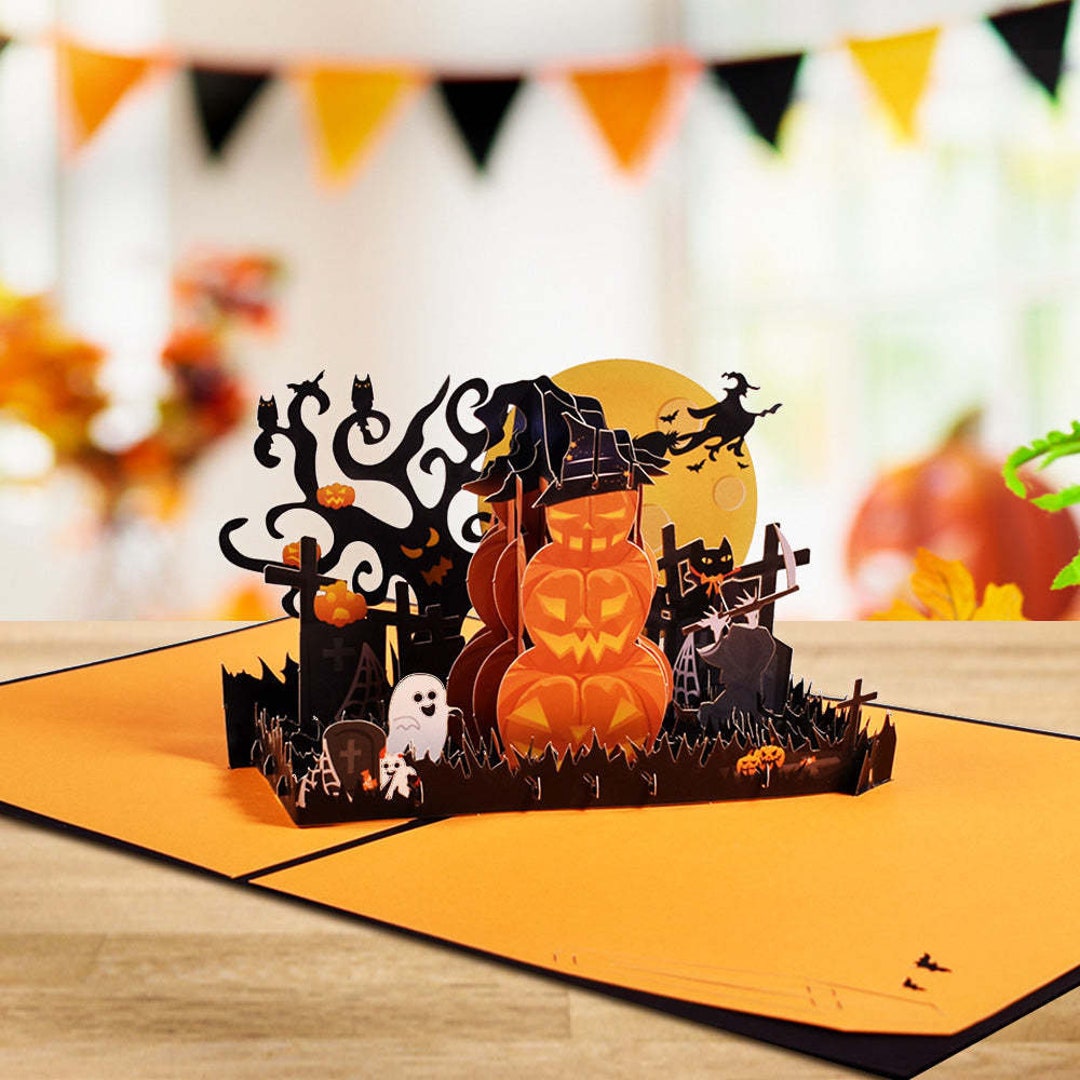 Halloween 3D Pop up Card Pumpkin Graveyard Pop up Greeting Card - Etsy