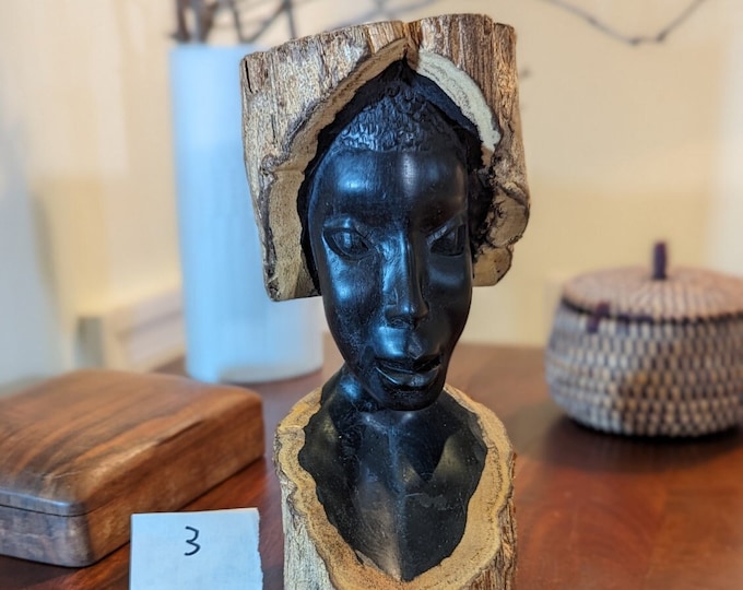 Small Makonde Carving of Head of Young Woman Made of African Blackwood ...
